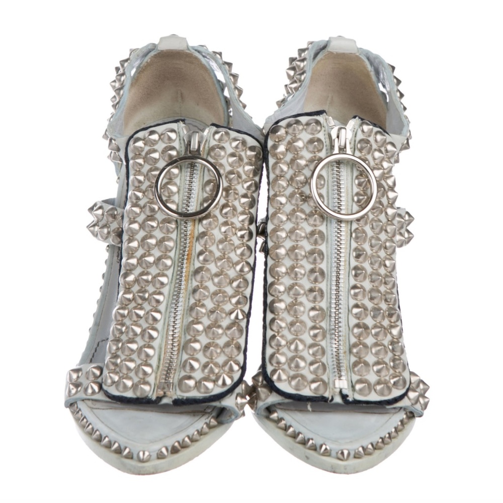 Givenchy Runway Spike Studded Leather Zip Sandal - Gem